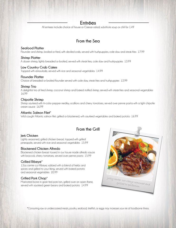 Menu at Bay Watch Cafe, North Myrtle Beach