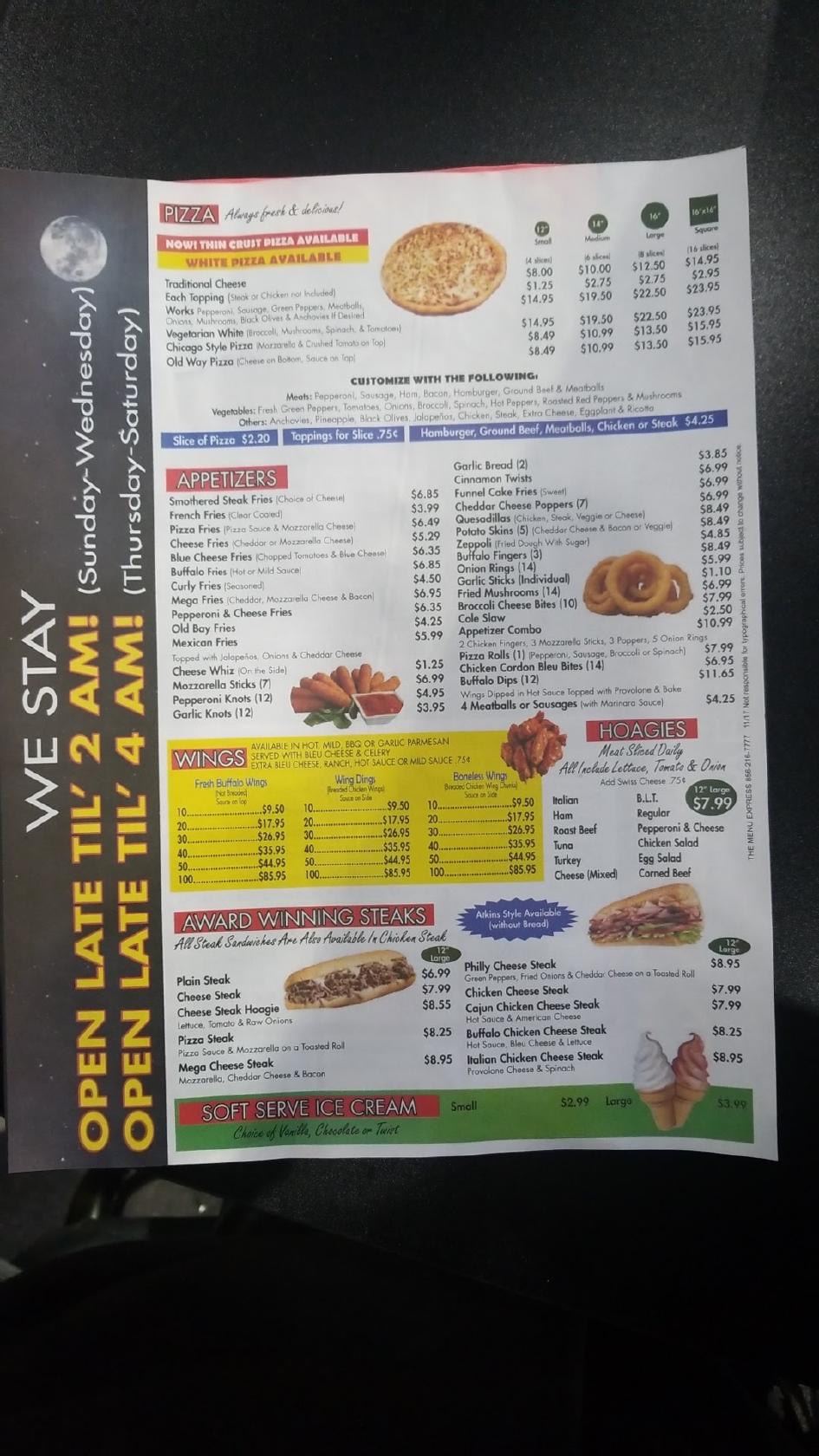 Menu at Cono Pizza & Ice Cream pizzeria, Glassboro
