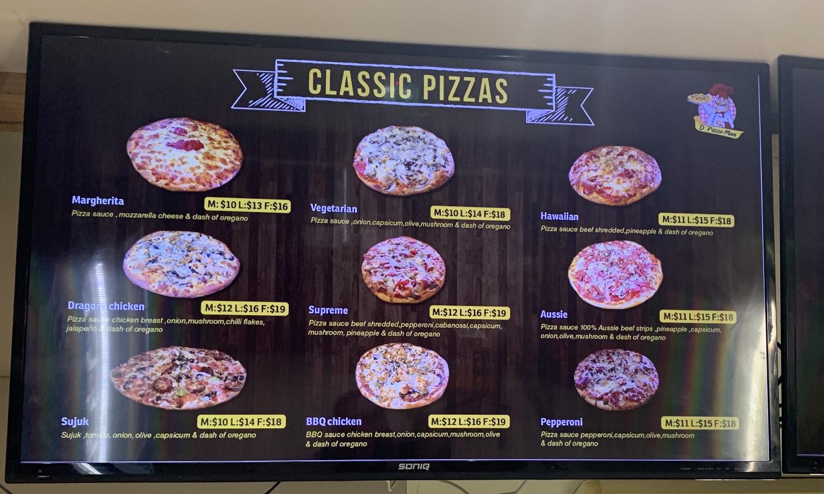 Menu at D' Pizza Man pizzeria, Padstow