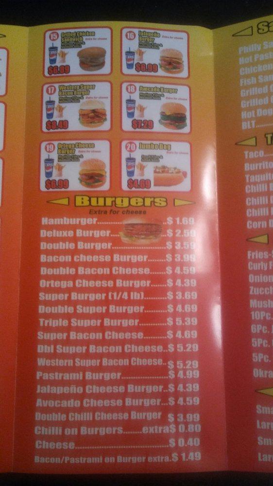 Menu at Super Burger restaurant, Ceres
