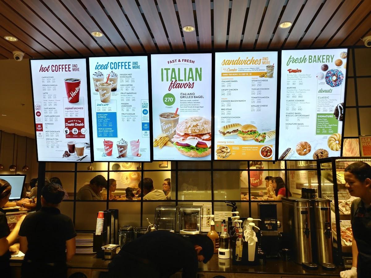 Menu at Tim Hortons cafe, Manila, United Nations Ave