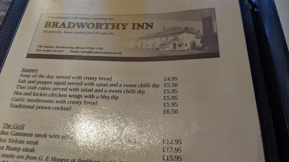 Menu at Bradworthy Inn pub & bar, Bradworthy, The Square