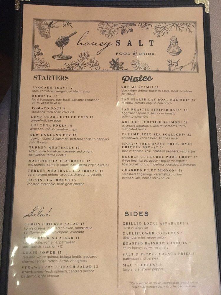 Menu at Honey Salt restaurant, Las Vegas