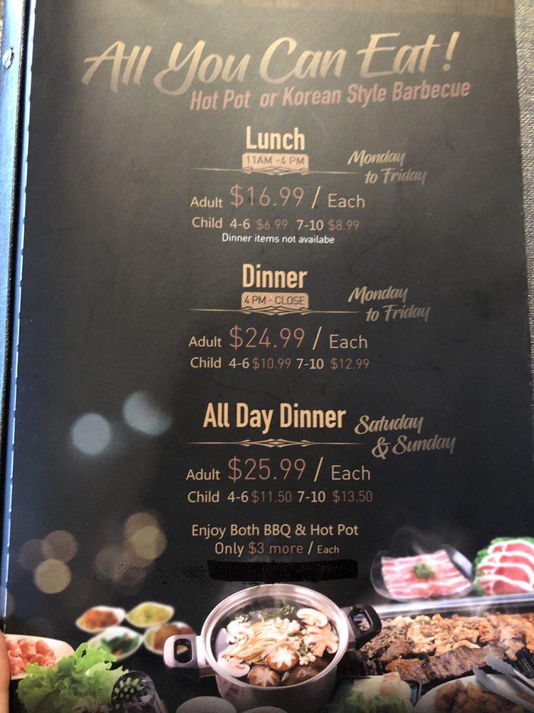 Menu at KPot Korean BBQ & Hot Pot, Rockville