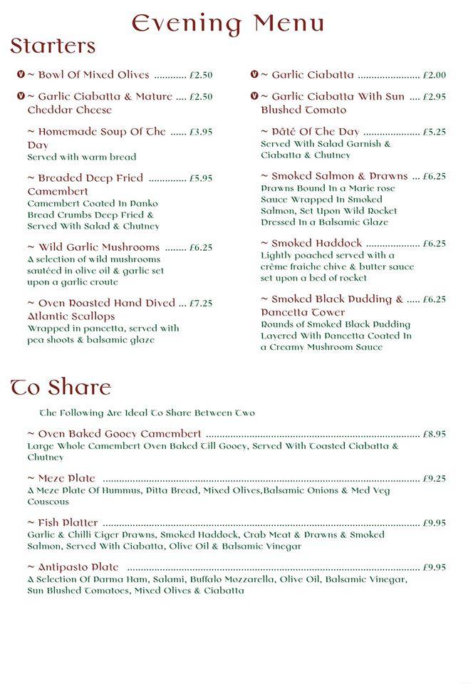 Menu at Lakes Bar & Bistro, Keswick