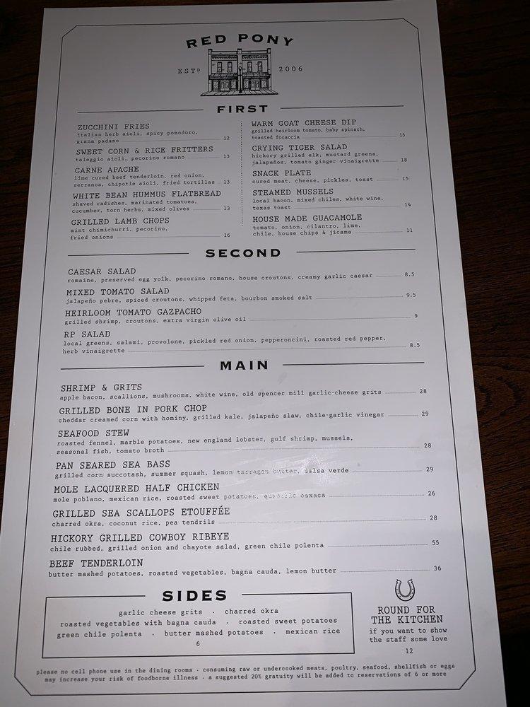 Menu at Red Pony pub & bar, Franklin, 108 Bridge St