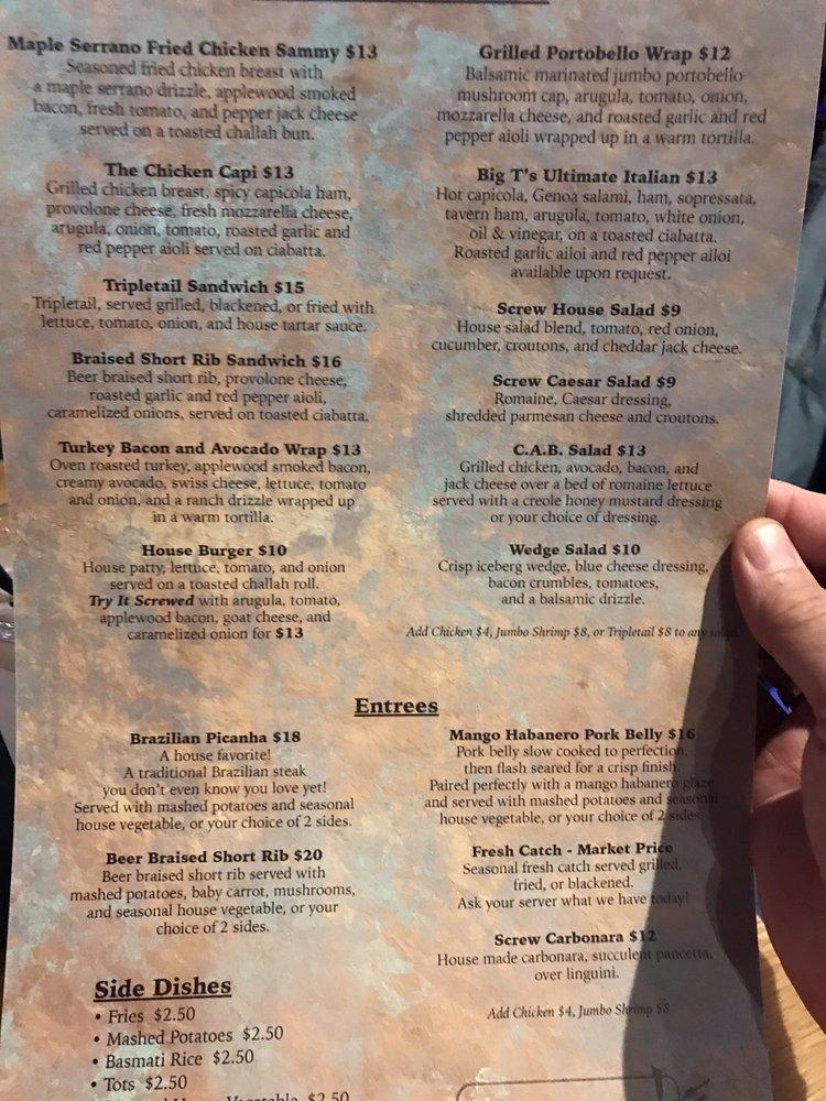 Menu at The Lucky Screw pub & bar, Fort Myers