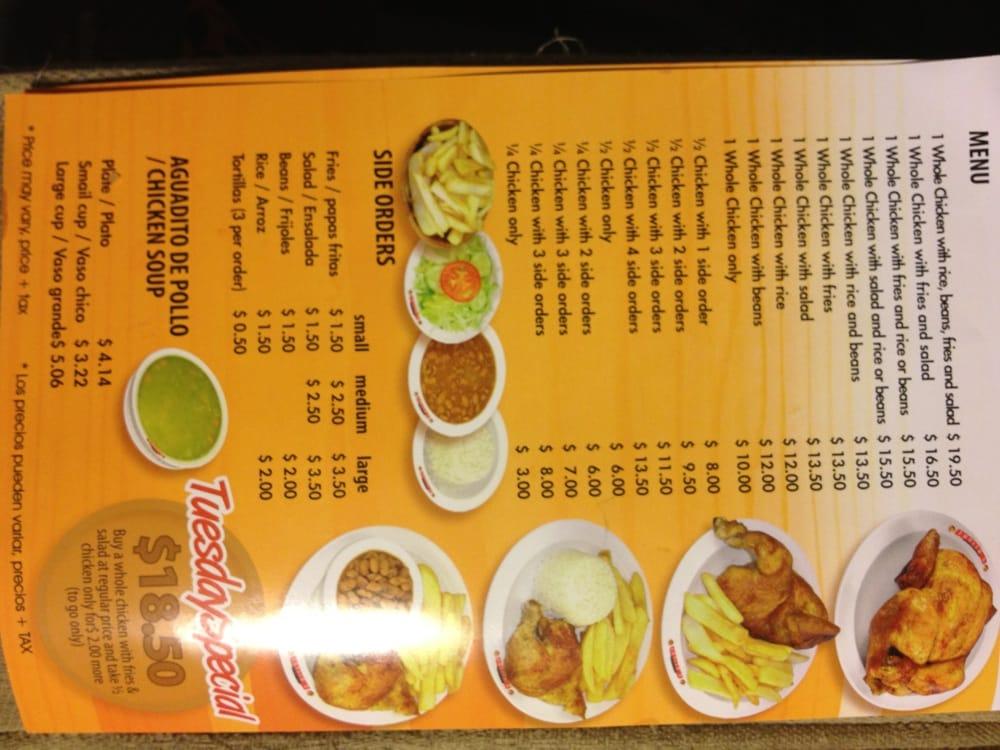 Carta de comida rápida Toyitos Chicken, Downey