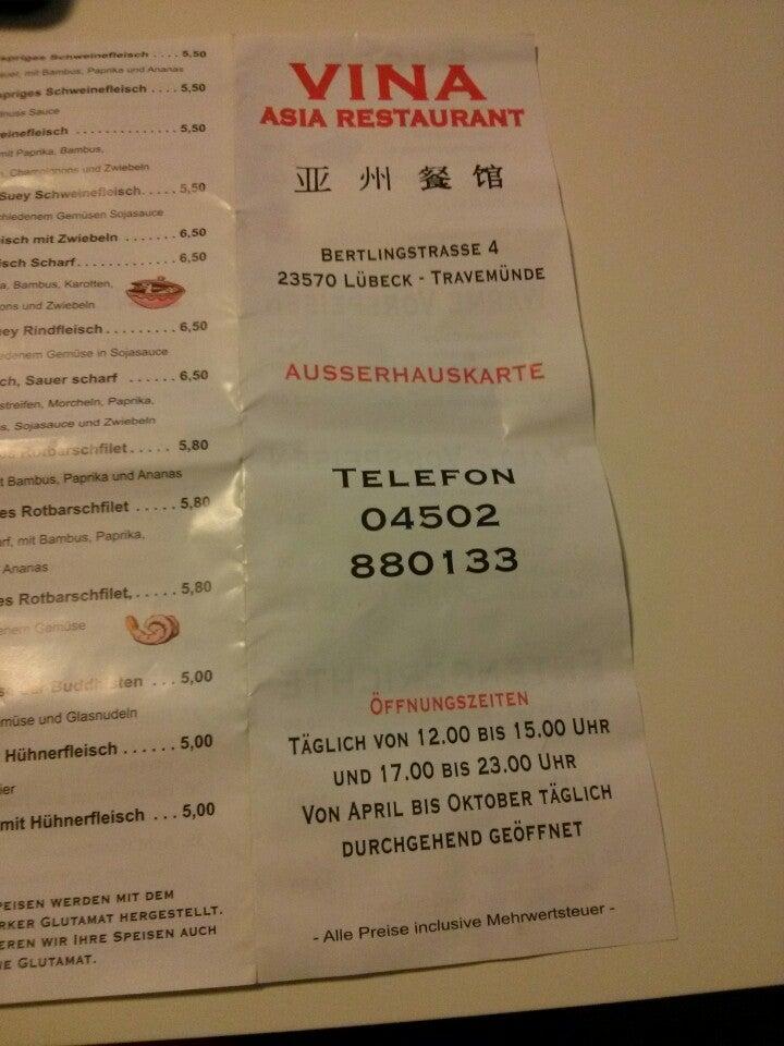 Speisekarte von Vina Asia Restaurant, Lübeck