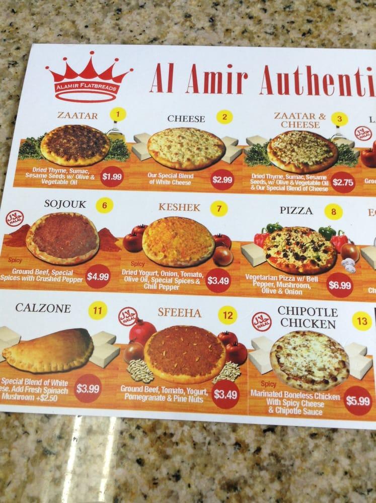 Menu at Al Amir Bakery, Anaheim, 905 S Brookhurst St A