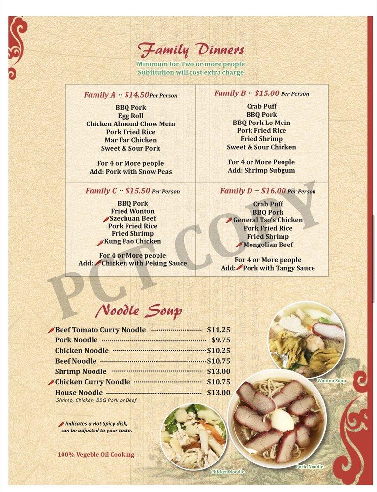 Menu at Lin's Restaurant, Tillamook