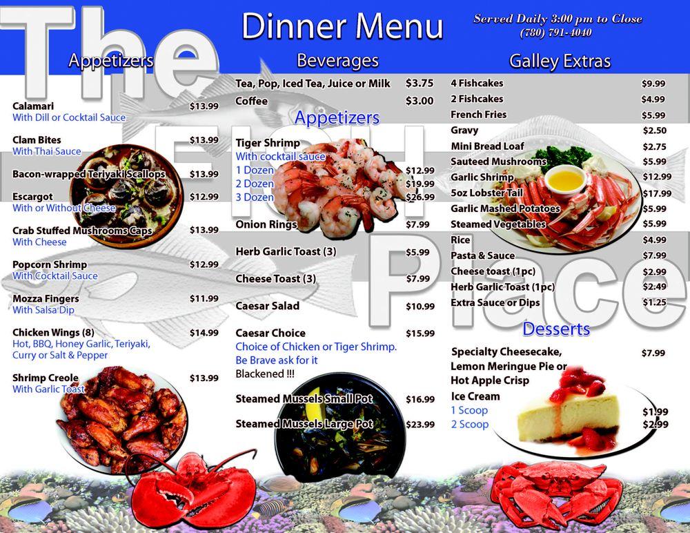 Menu at The Fish Place restaurant, Fort McMurray