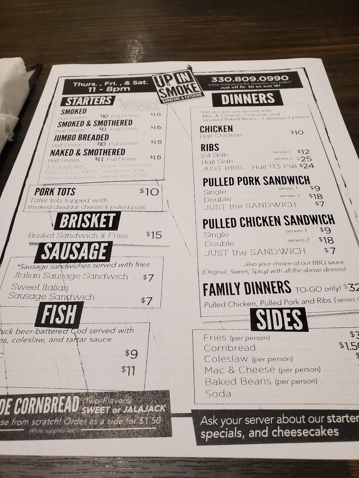 Menu at The Nook restaurant, Massillon