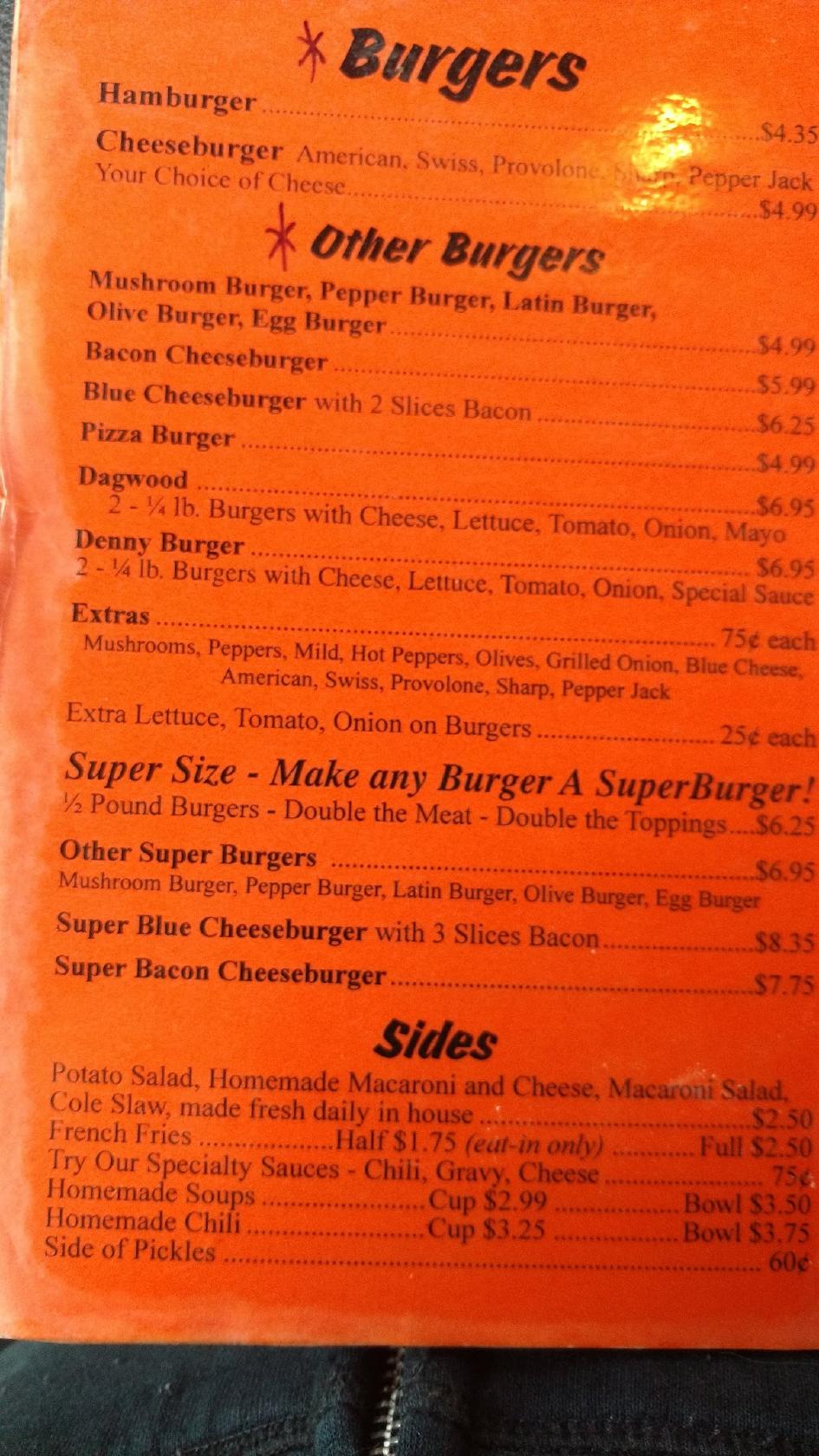 Menu at Burger Hut 2 restaurant, Butler, 104 Point Plaza