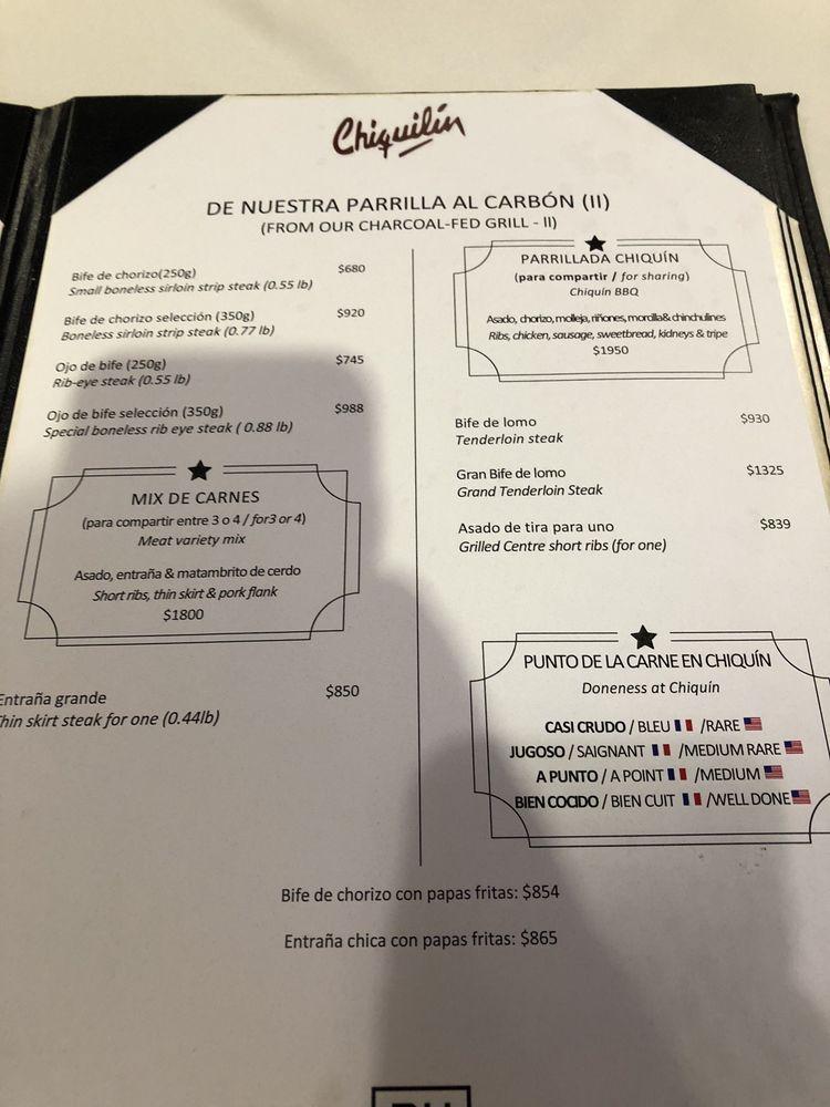 Carta de Restaurante Chiquilín, Buenos Aires, Montevideo 321