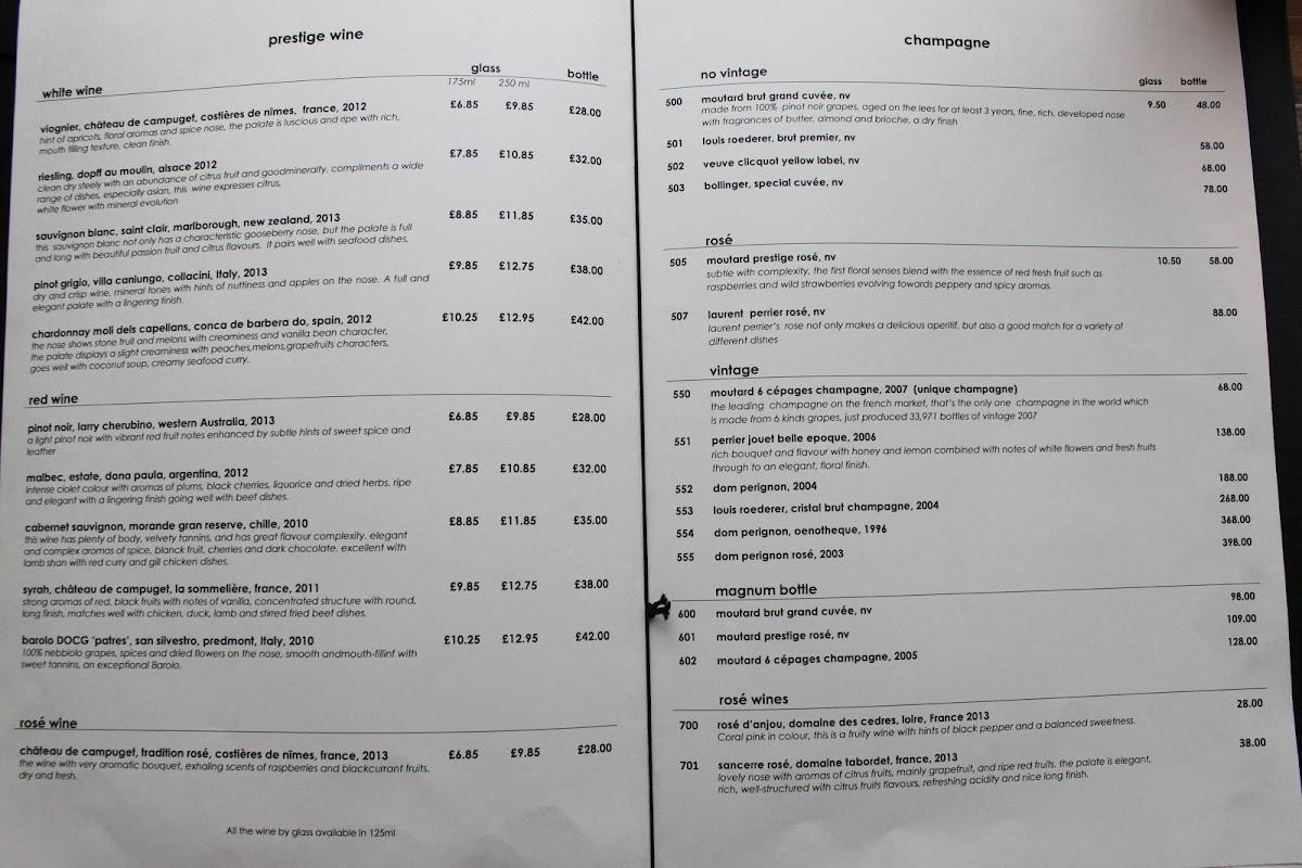 Menu at Mango Tree restaurant, London, 46 Grosvenor Pl