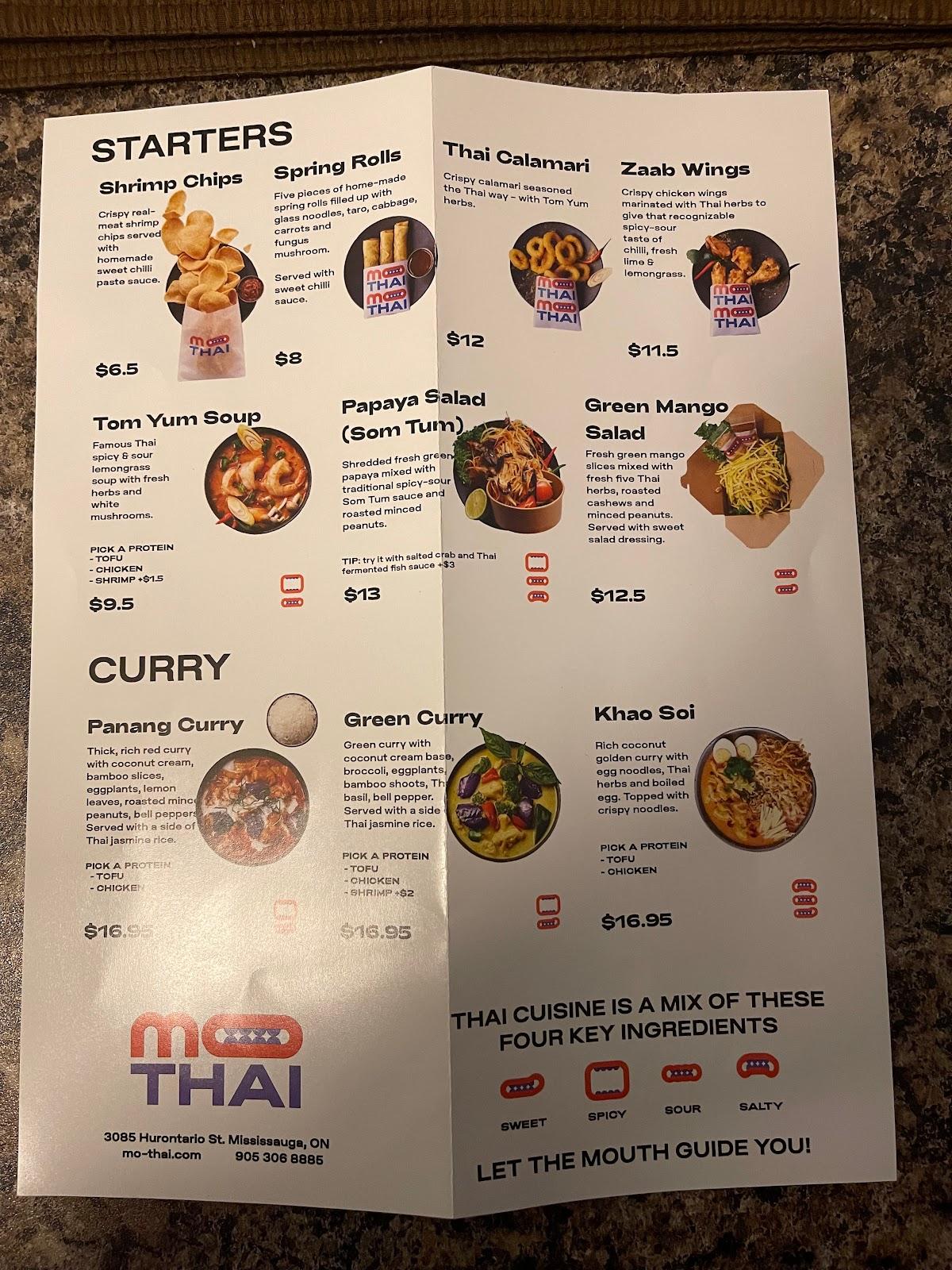 Menu at More Thai kitchen restaurant, Mississauga