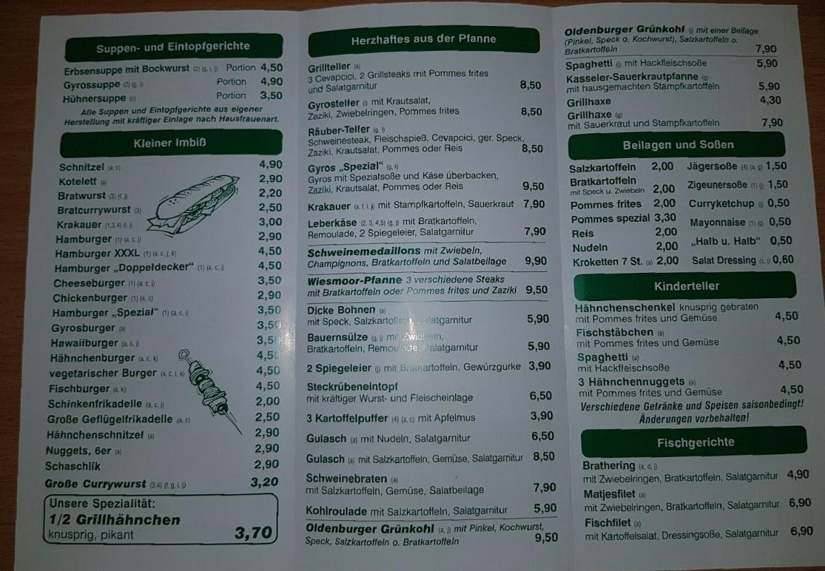 Menu at Quick Imbiss pub & bar, Wiesmoor