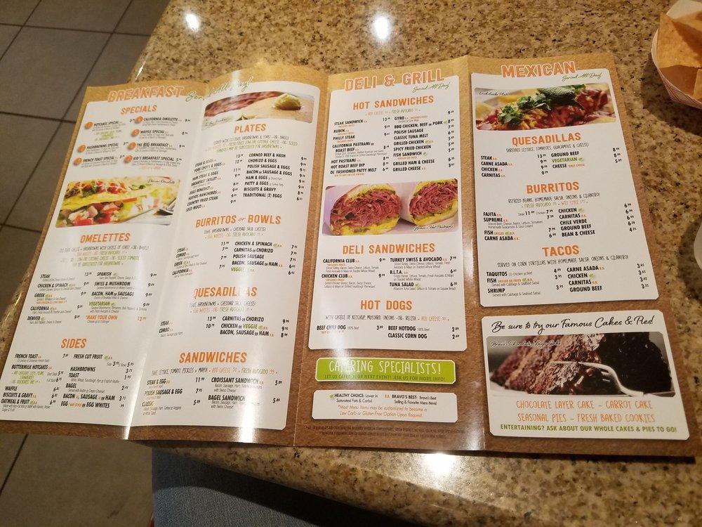 Menu at Bravos California Fresh restaurant, Mission Viejo