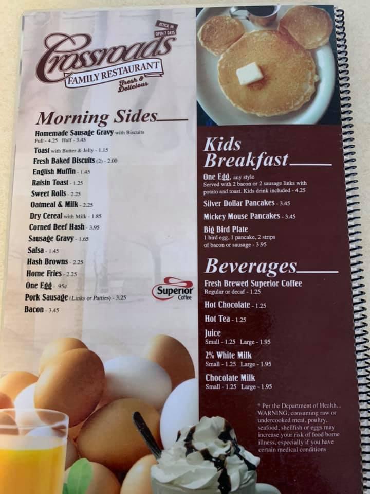 Menu at Crossroads Family Restaurant, Attica