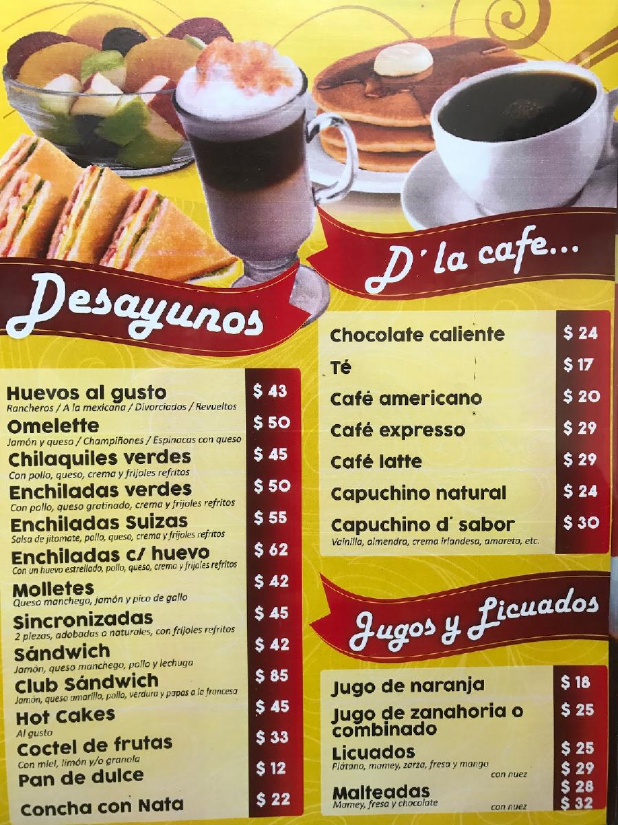 Carta de Restaurante La Casa de Adobe, Atlacomulco