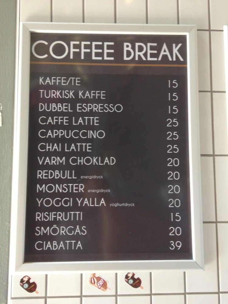 Menu at Coffee Break Stockholm restaurant, Stockholm