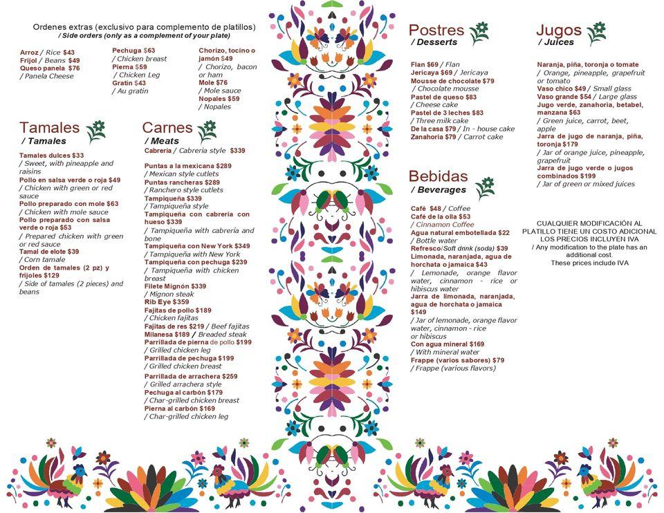 Menu at La Casa del Mole restaurant, Tijuana, Paseo de los Heroes 10511