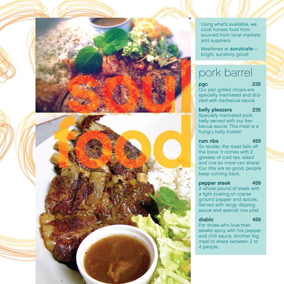 Menu at SUNZI CAFE, Tacloban City