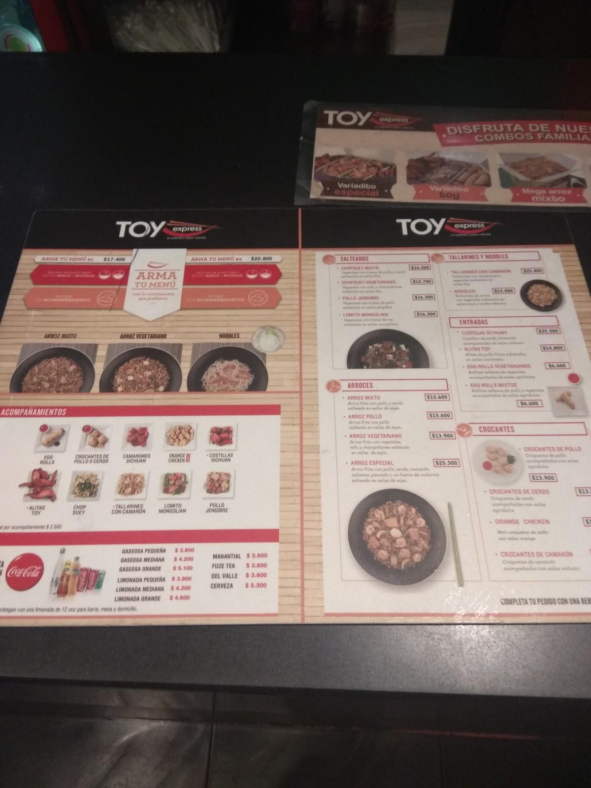 Menu at TOY express Autopista Norte 125, Bogotá