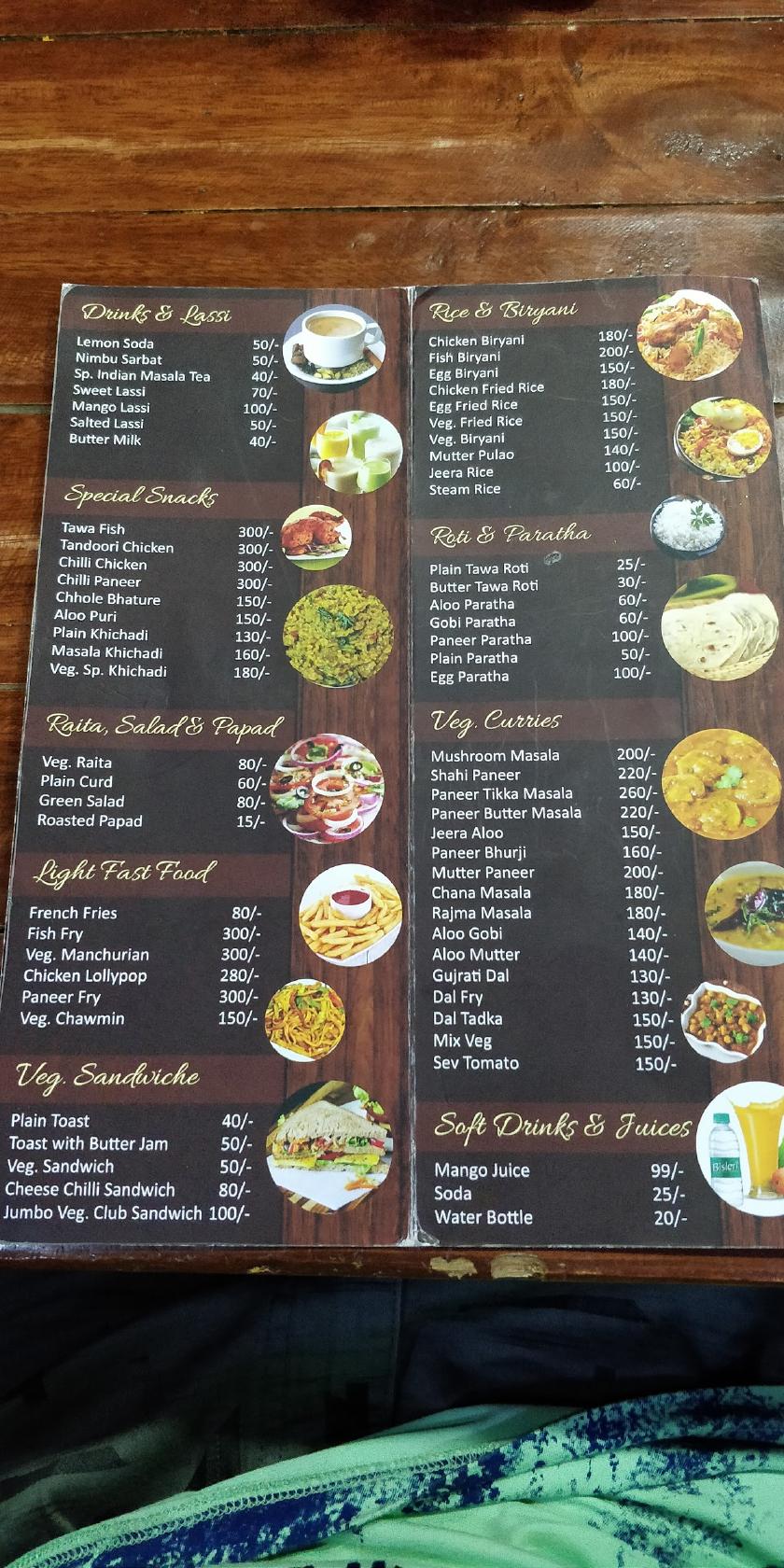 Menu at Tea Point Indian Restaurant, Pattaya City