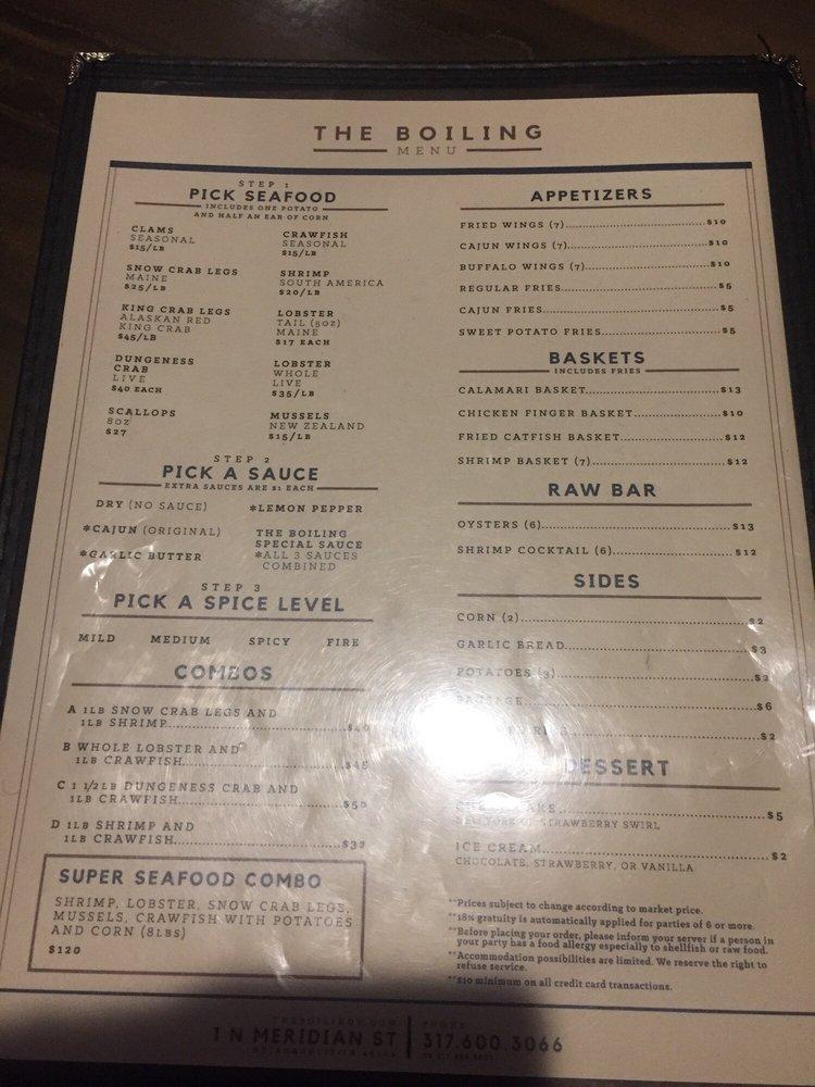Menu at Crab 99 Bar and Restaurant, Indianapolis, 14 E Washington St
