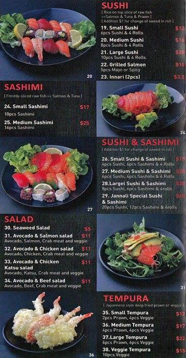 Menu at Modu Sushi restaurant, Jannali
