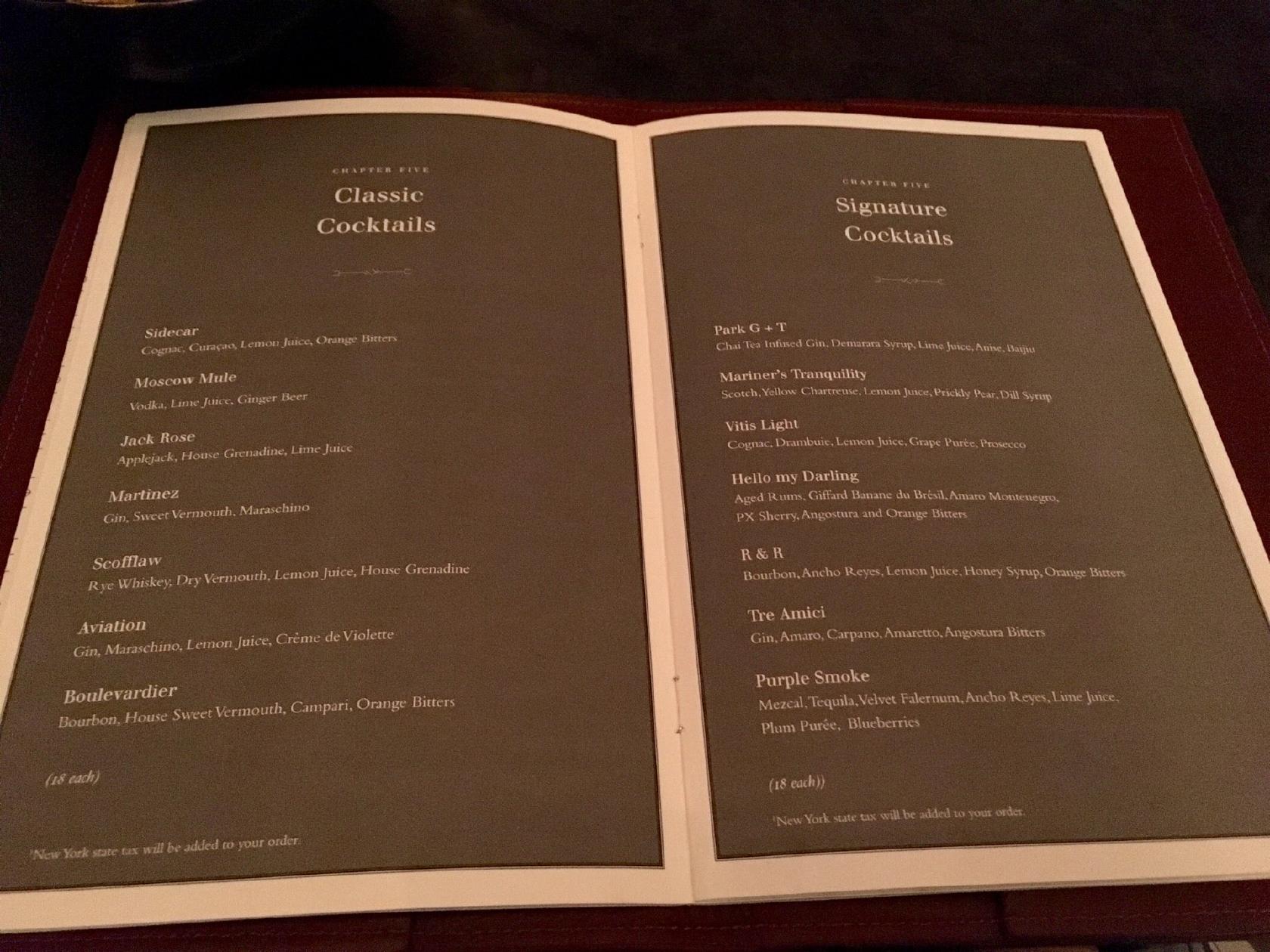 Menu at The Living Room pub & bar, West New York, 153 W 57th St