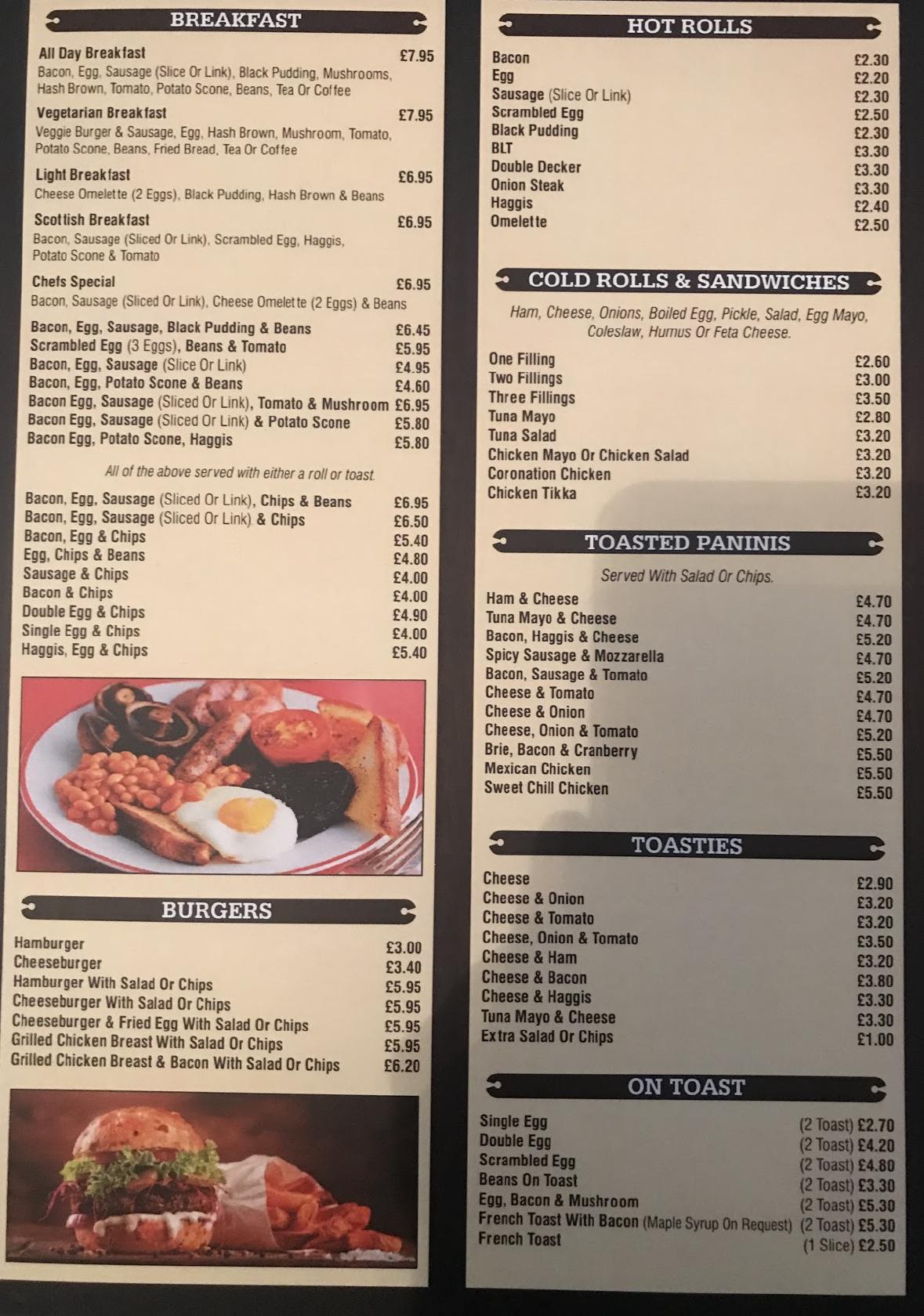 Menu at The corner cafe, Dalkeith