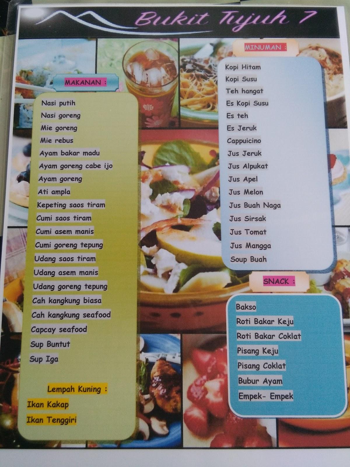 Menu at Bukit 7 Coffee N Resto restaurant, Sungai Liat