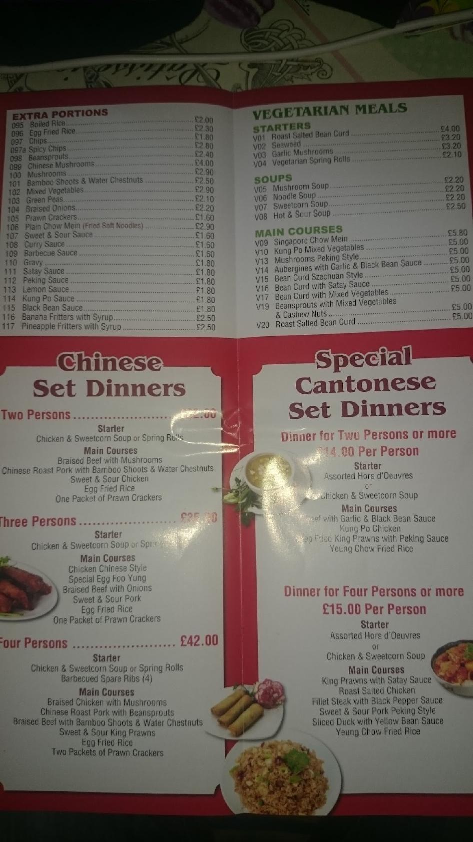 Menu at China Town restaurant, Tenby
