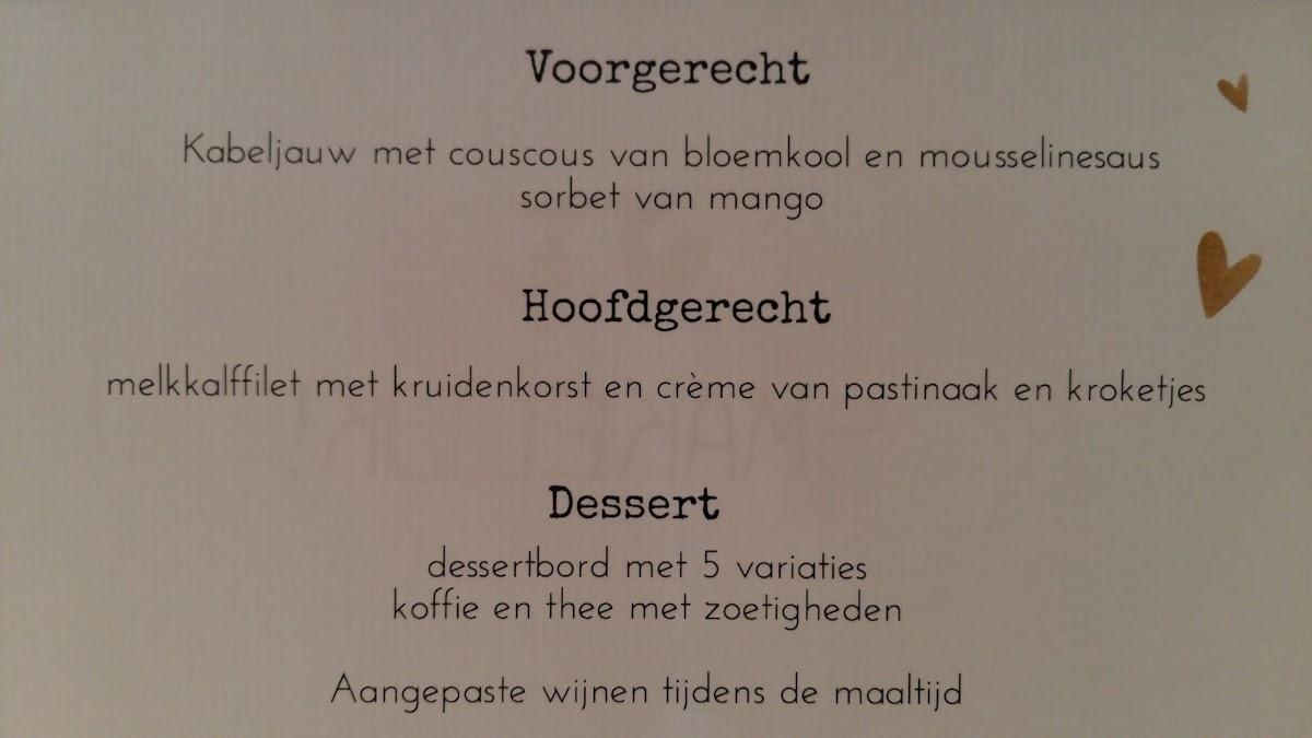 Menu at De Kleine Rietgans, Damme
