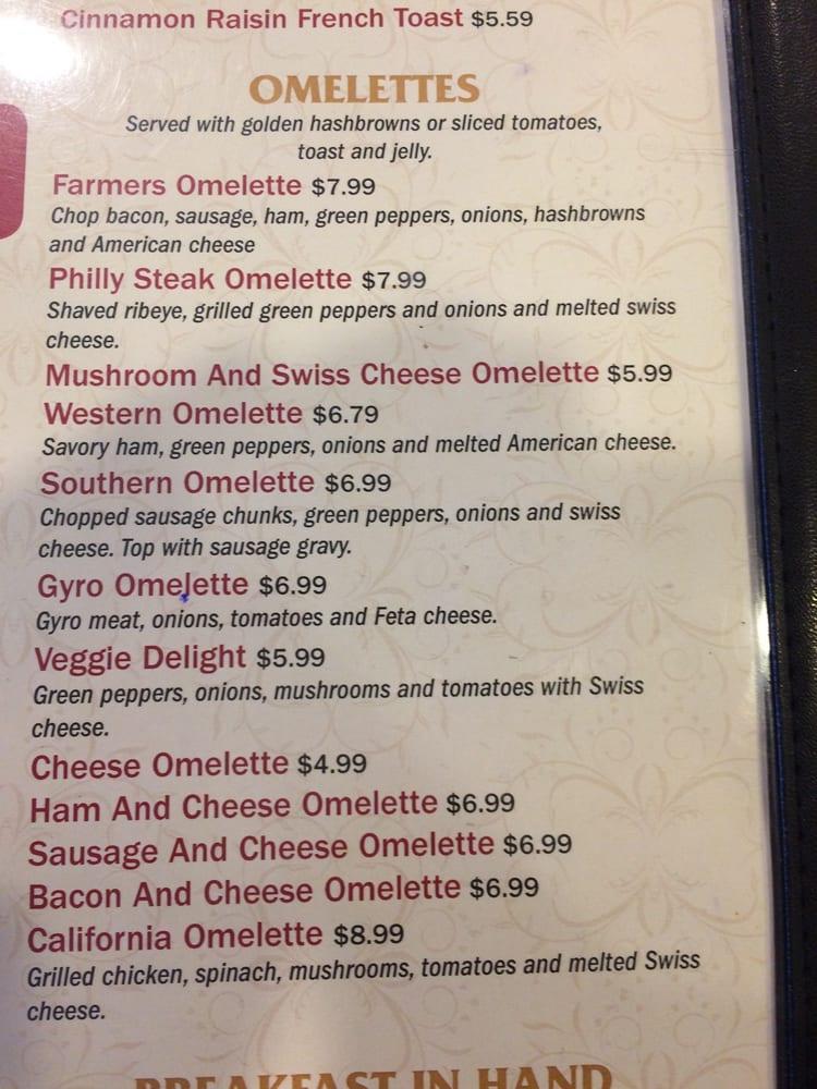 Menu at Oak Diner restaurant, Royal Oak