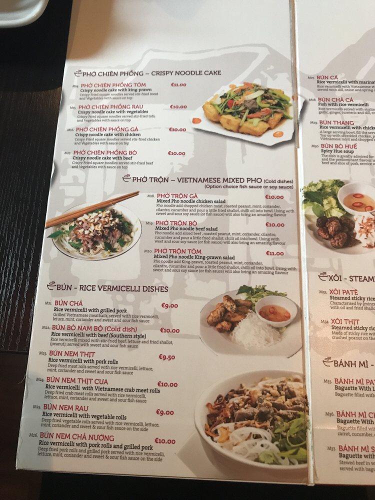 Menu at Pho Ta restaurant, Dublin