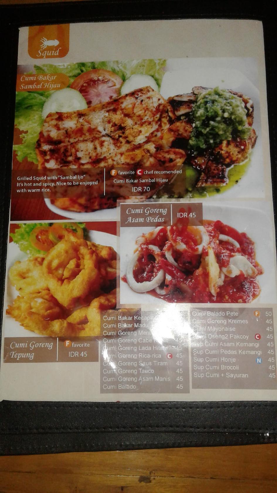 Menu at RM. Karimata Taman Mini restaurant, Jakarta