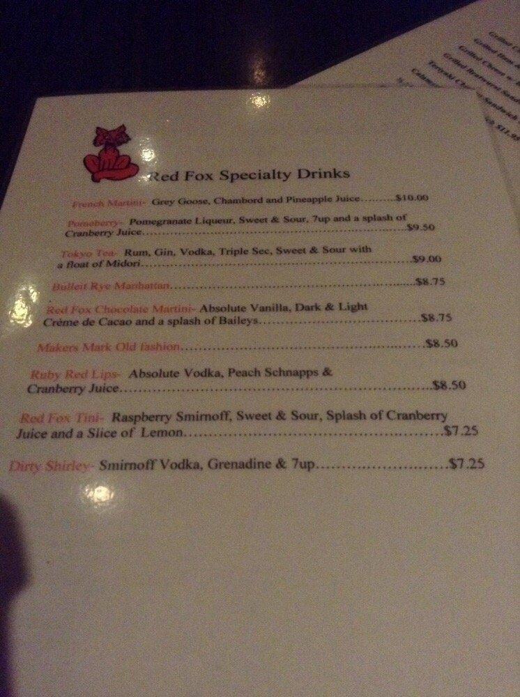 Menu at Red Fox Room and Steakhouse, San Diego