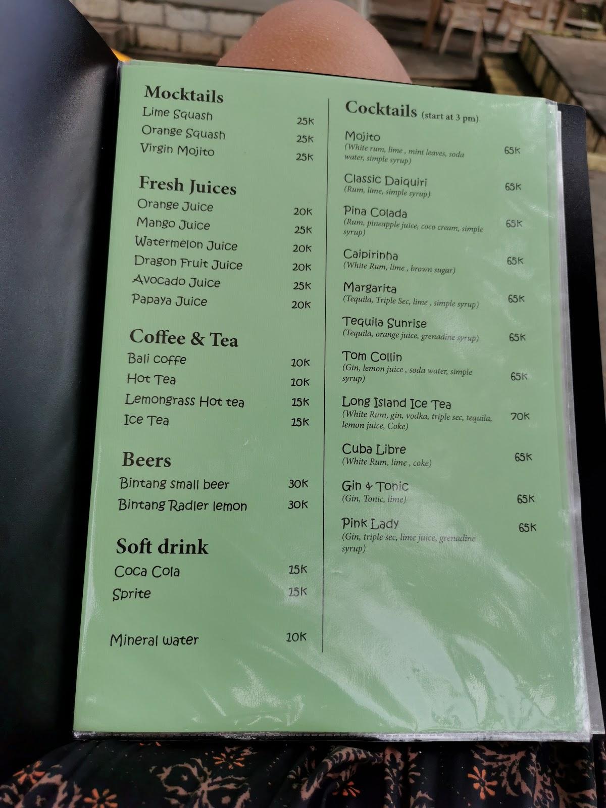 Menu at Red Pomelo Bar & Restaurant, Jungutbatu