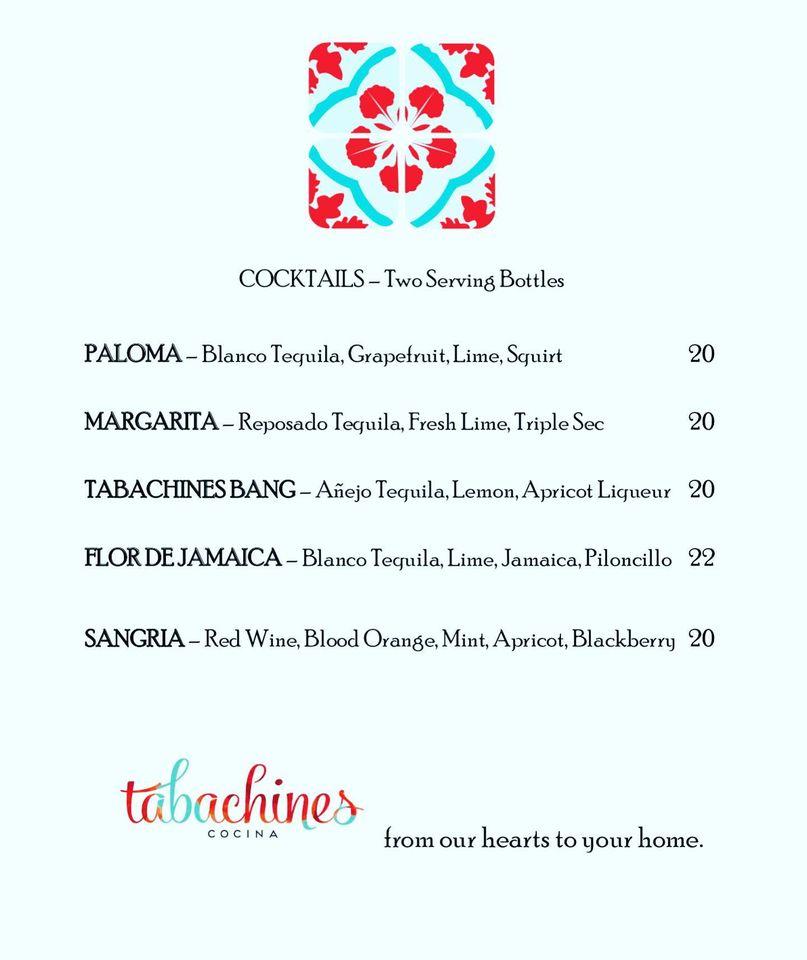 Menu at Tabachines Cocina restaurant, Fresno
