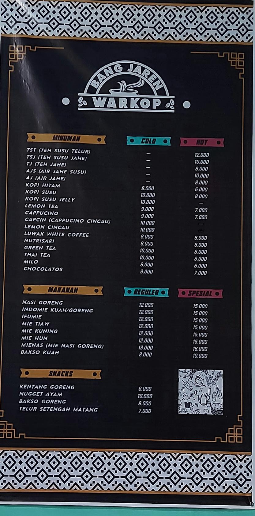 Carta de WARKOP BANG JAREN, Tigabinanga