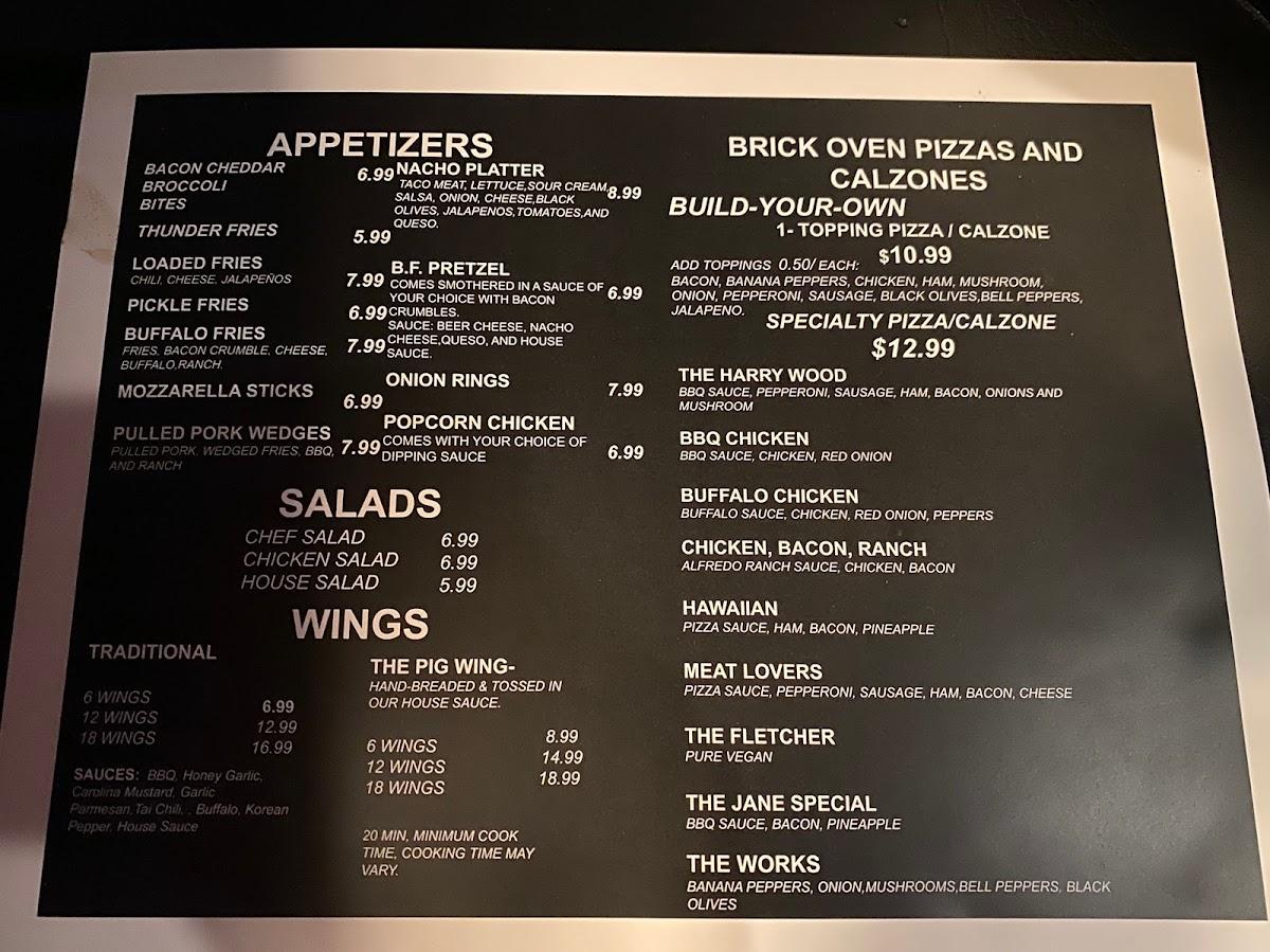 Menu at Blind Pig pub & bar, Lafayette