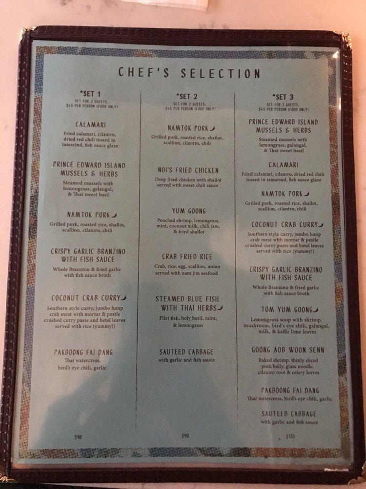 Menu at Fish Cheeks restaurant, New York City, 55 Bond St