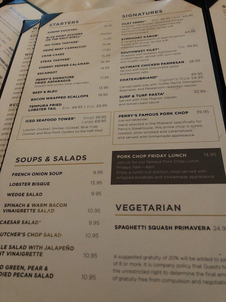Menu at Perry's Steakhouse & Grille, Birmingham