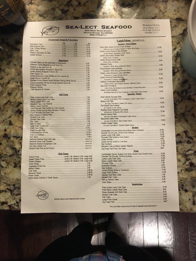 Carta del restaurante Sea Lect Seafood, Municipio del Maple Shade