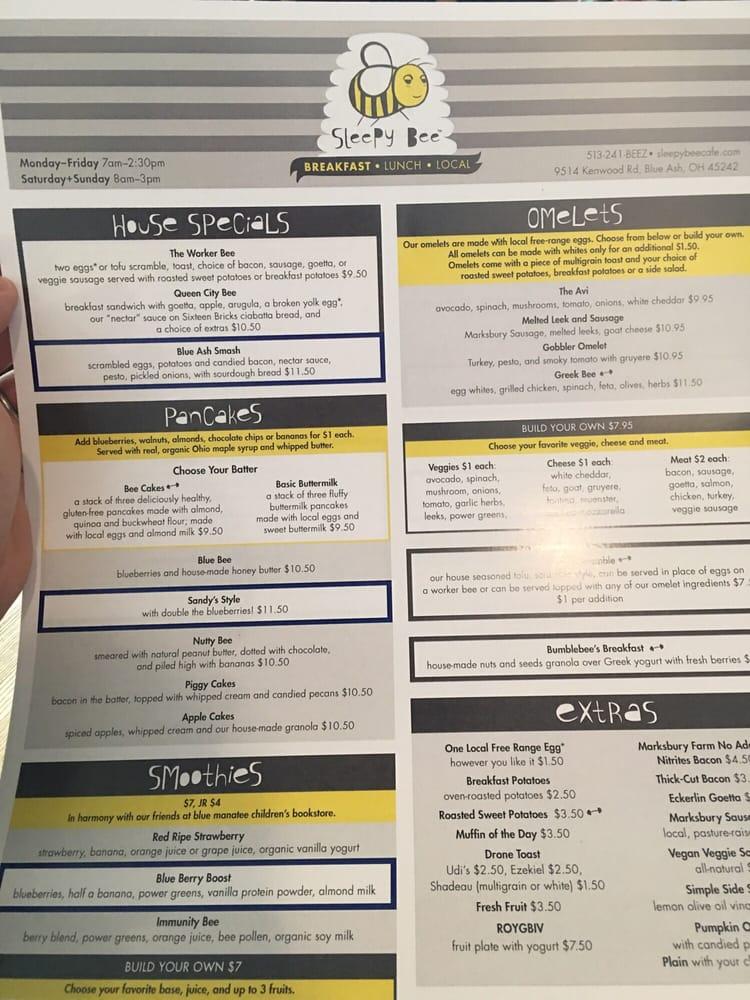 Menu at Sleepy Bee Cafe - Blue Ash, Blue Ash, Kenwood Rd