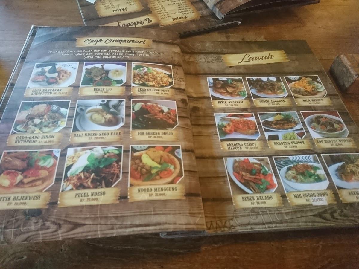 Menu at Bale Ndeso restaurant, Nglegok